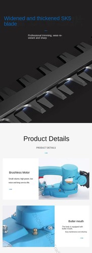 Brushless One Hand Electric Hedge Machine Rechargeable Portable Curved ...