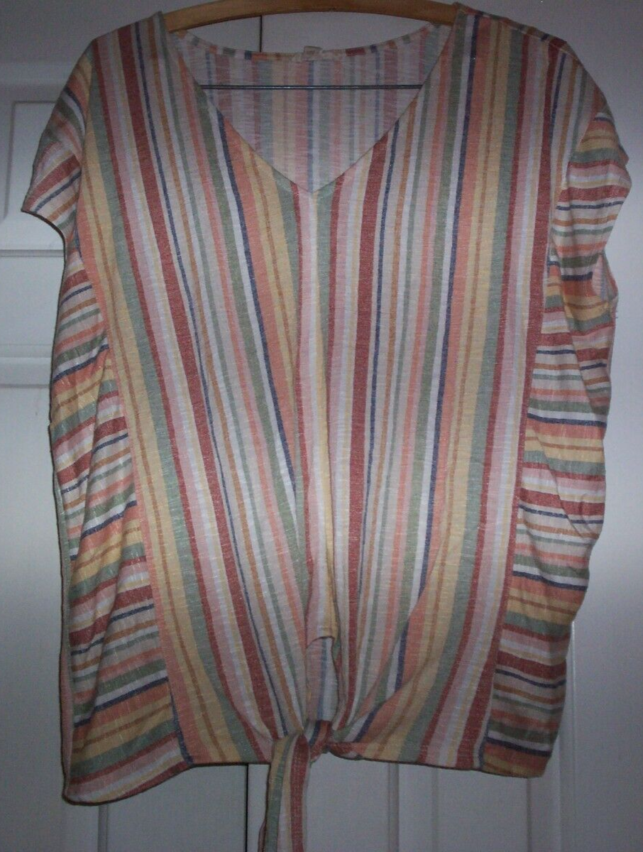 Como Blue Striped Front-tie Top XL | eBay