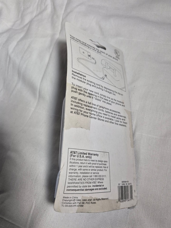 AT&T 25' Line Cord Conductor Gold Standard Superior Sound - Ivory Color ...