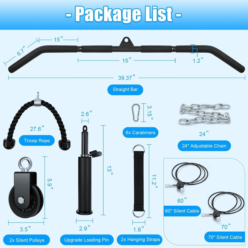 Fitness Cable Pulley System, Gym LAT and Lift Pulldown Machine ...