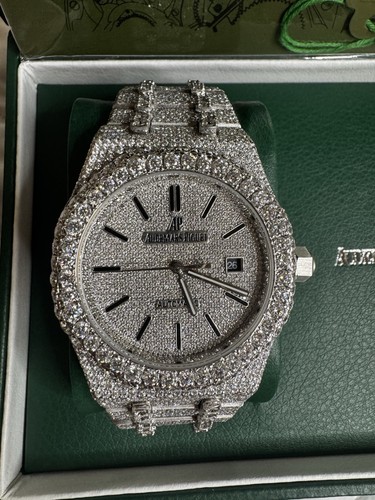 Silver Moissanite Diamond AP Watch Will Pass Diamonds Tester💎 | eBay