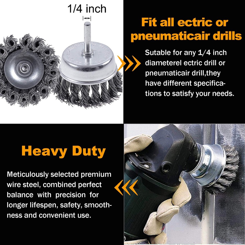 7Pcs Twist Knot Wire Wheel Brush for Drill Crimped Cup Wire Wheels ...