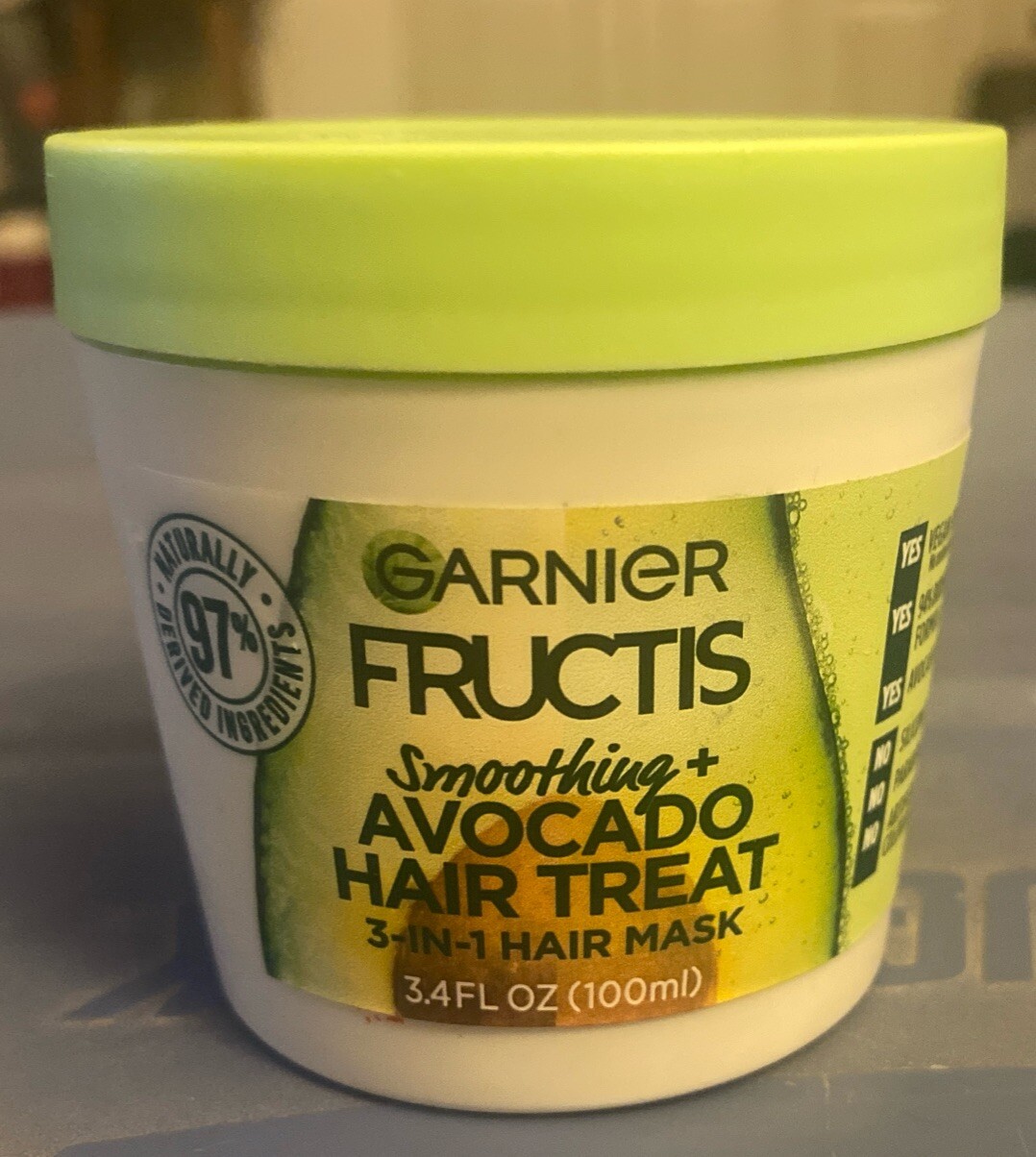 Garnier Fructis Smoothing + Avocado Hair Treat 3-IN-1 Hair Mask 3.4 FL ...