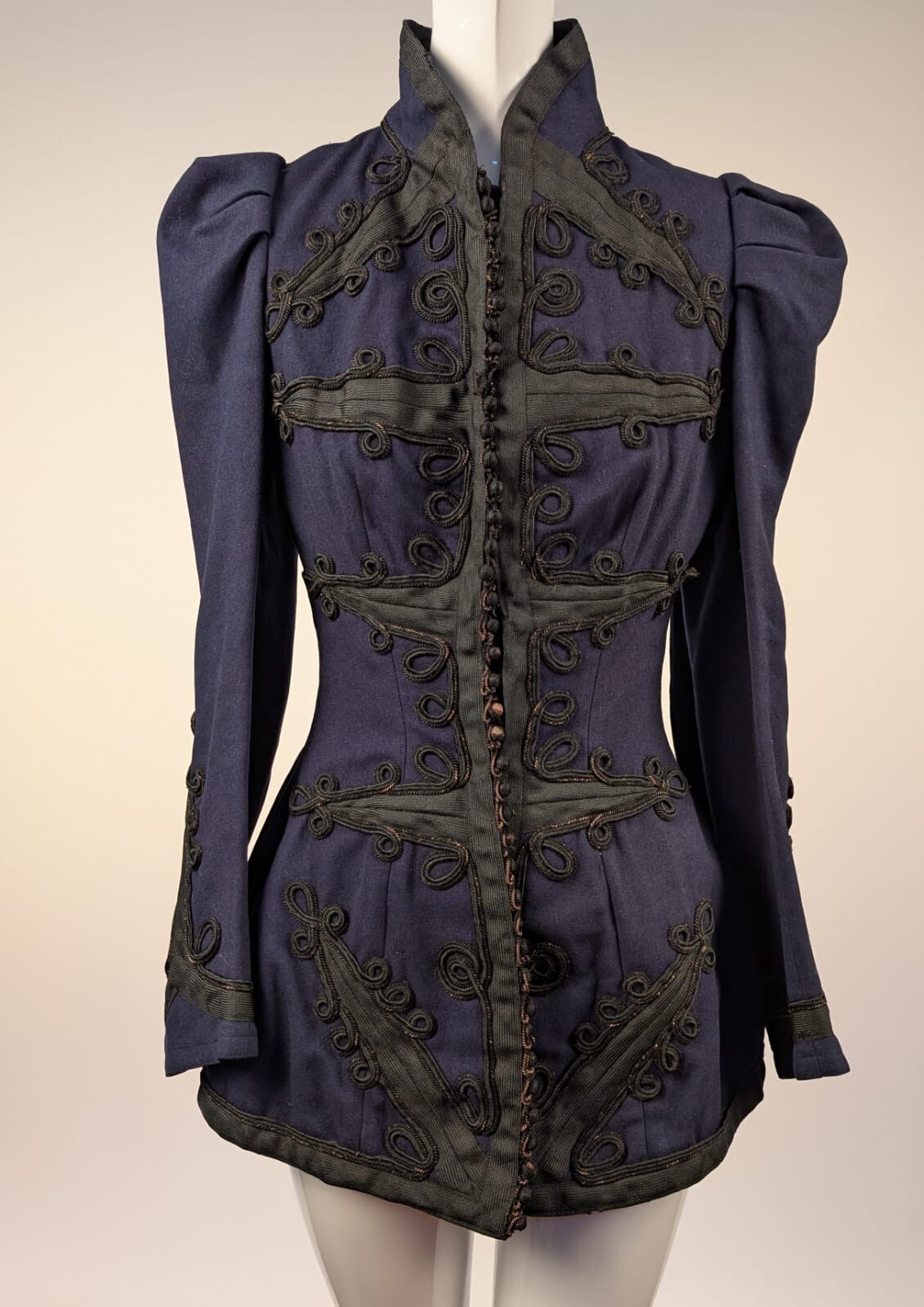 VICTORIAN 19TH C MILITARY STYLE BUSTLE BACK BODICE - Gem