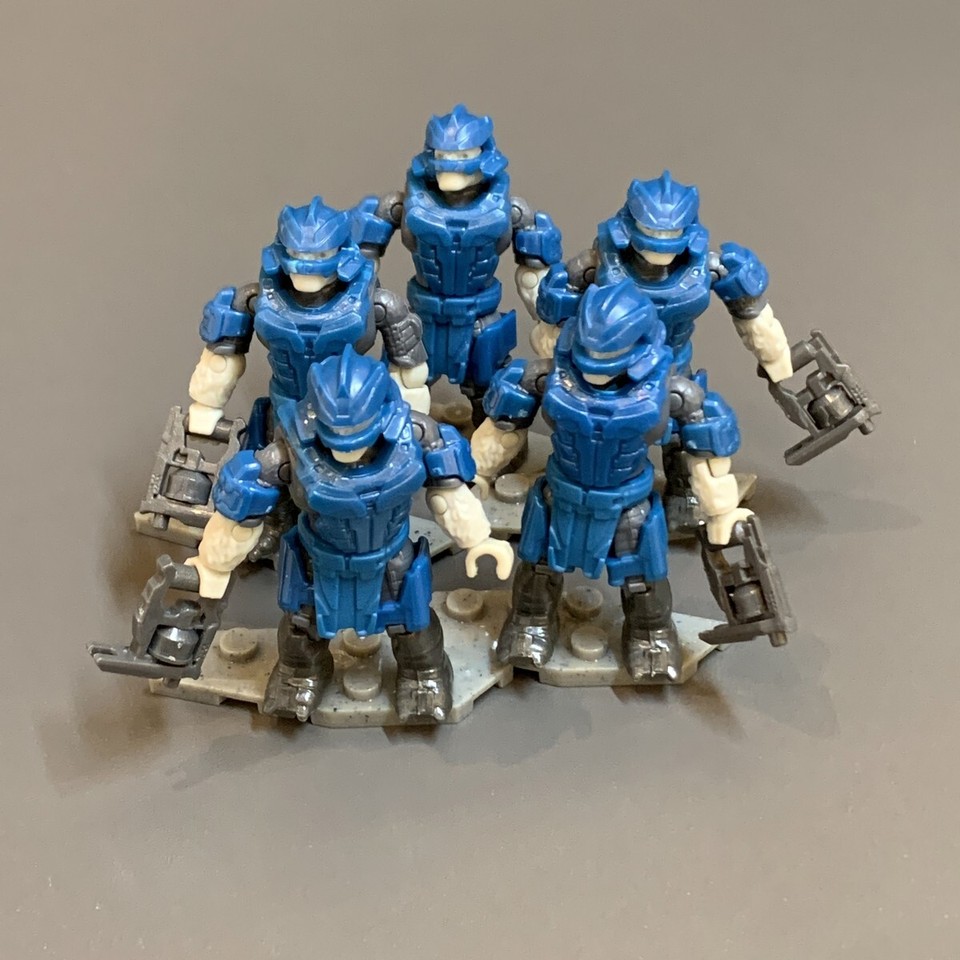 5x Mega Construx Halo Blue Brute Warrior Building Figures BLOKS UNSC ...