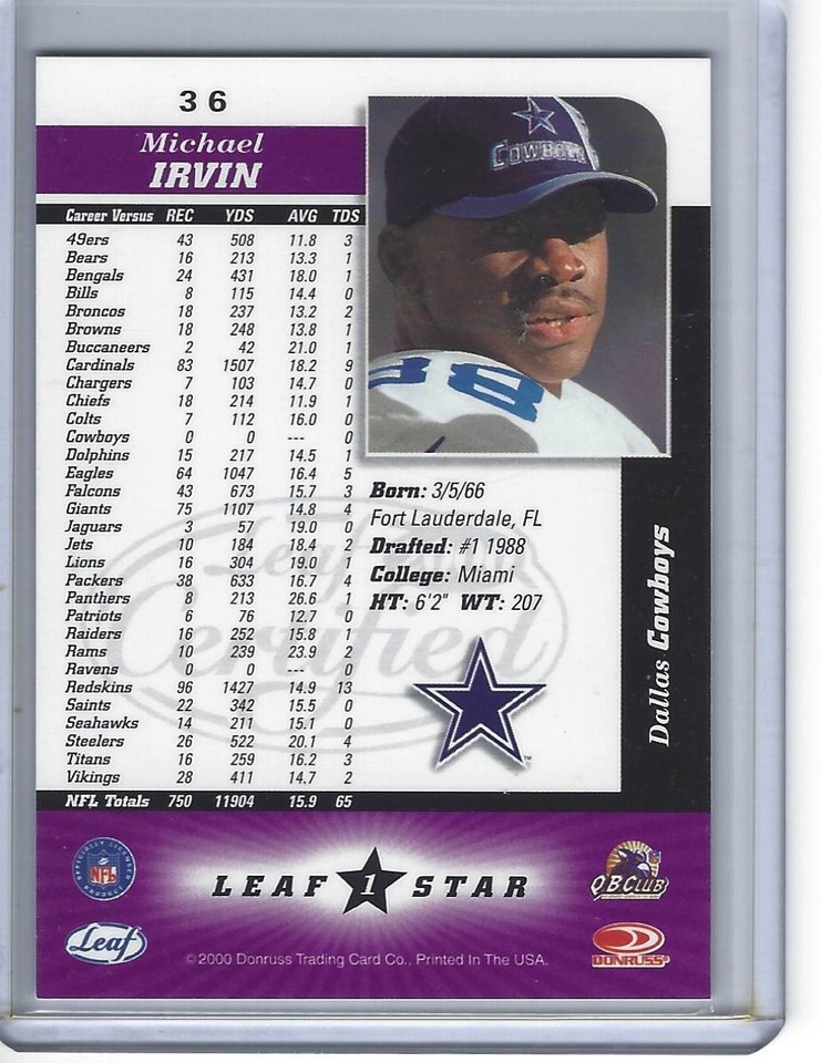 2000 Leaf Certified Football Card #36 Michael Irvin | eBay