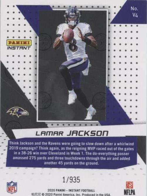 2020 Panini Instant NFL Lamar Jackson #V4 for sale | eBay