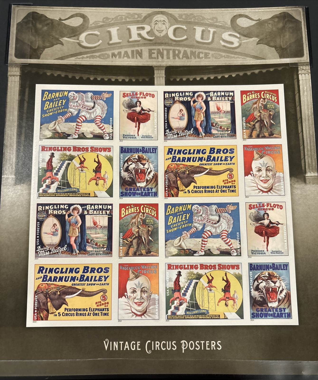 USPS VINTAGE CIRCUS POSTERS Sheet of 16 Forever Postage STAMP US | eBay