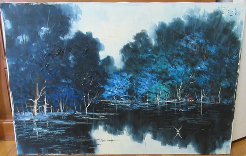 FRED SABATER HUGE ORIGINAL OIL CANVAS PHILIPPINES SWAMP LANDSCAPE ...