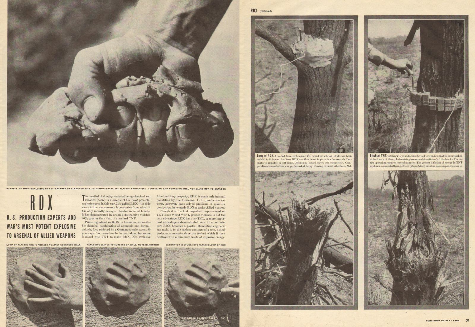 1944 WW2 print article RDX EXPLOSIVE Plastic Worlds most powerful ...