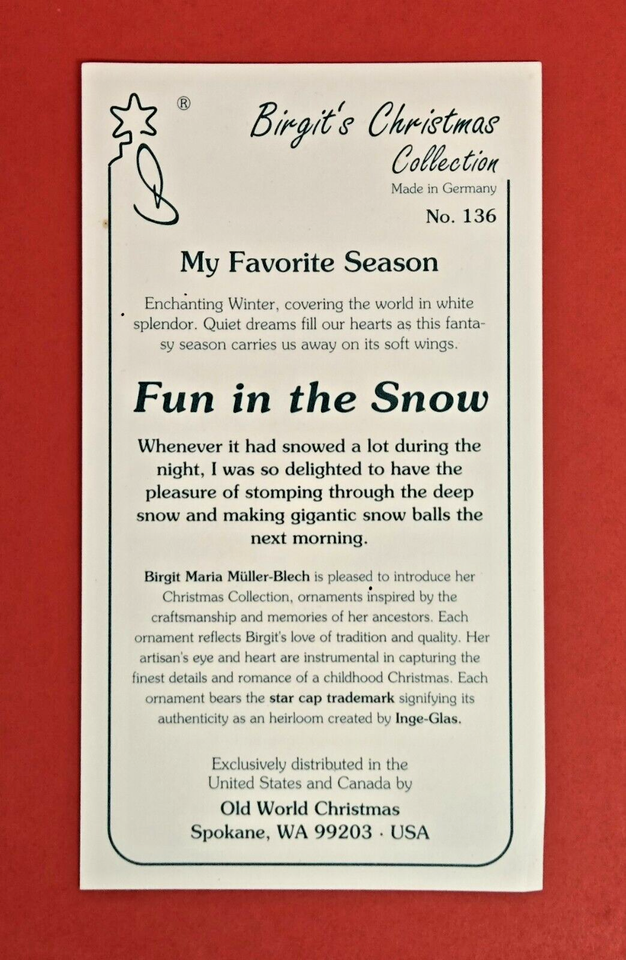 Birgit's Christmas Collection Signed ~ Fun in the Snow ~ Ltd Ed ...