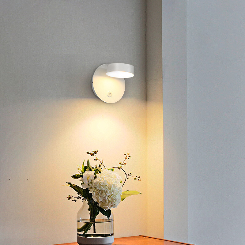 7W LED Wall Sconce Bedside Lamp Adjustable Reading Light Fixture Switch ...