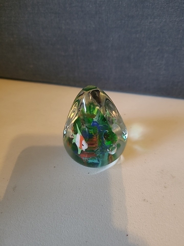 Art Glass Paperweight Fish Aquarium Glass Pyramid Shape | eBay