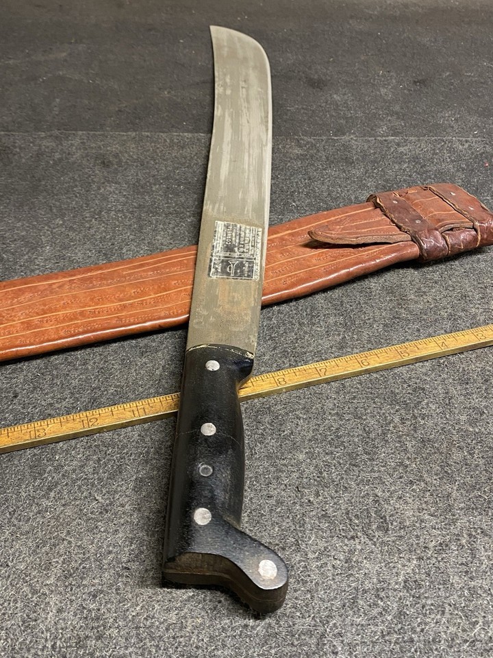 Vintage EL SALVADOR CORNETA Machete No 127 With Leather Scabbard 24 ...
