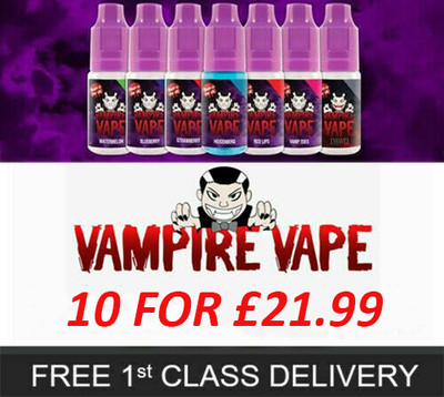 Vampire Vape E-Liquid 10x10ml bottles for only £21.99 - All Flavours ...