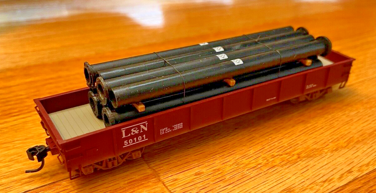 HO ERTL Collectables L&N 50 Ton 40' Gondola with pipe Load. Road number ...