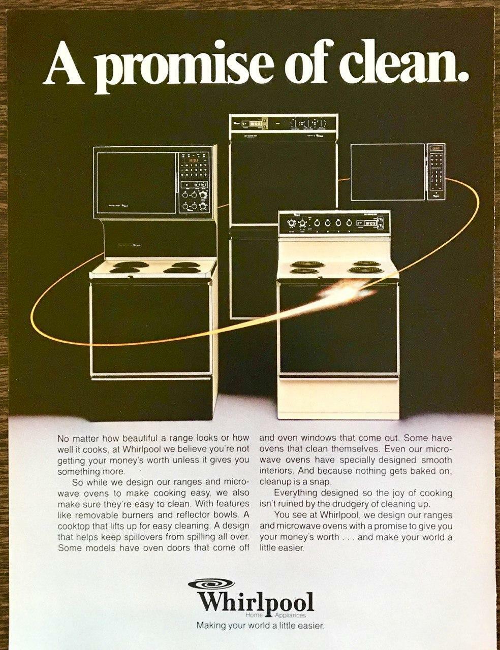1982 Whirlpool Ranges and Microwaves PRINT AD A Promise of Clean | eBay