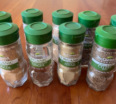 McCormick Organic Spice Jars Bottles Green Lid Kitchen Decor YOUR ...