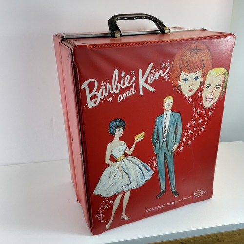 Vintage 1964 Barbie and Ken Red Vinyl Doll Carrying Case Trunk | eBay