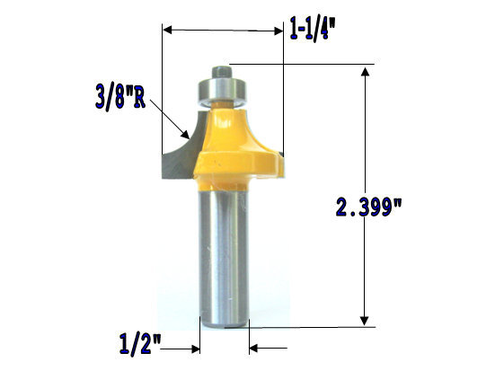 1pc 1/2" Sh 3/8" Radius 1-1/4" Cutting Diameter Round Over Router Bit ...