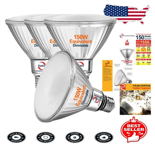Classic Full Glass LED Flood Light Bulbs – 150W Equivalent, Waterproof ...