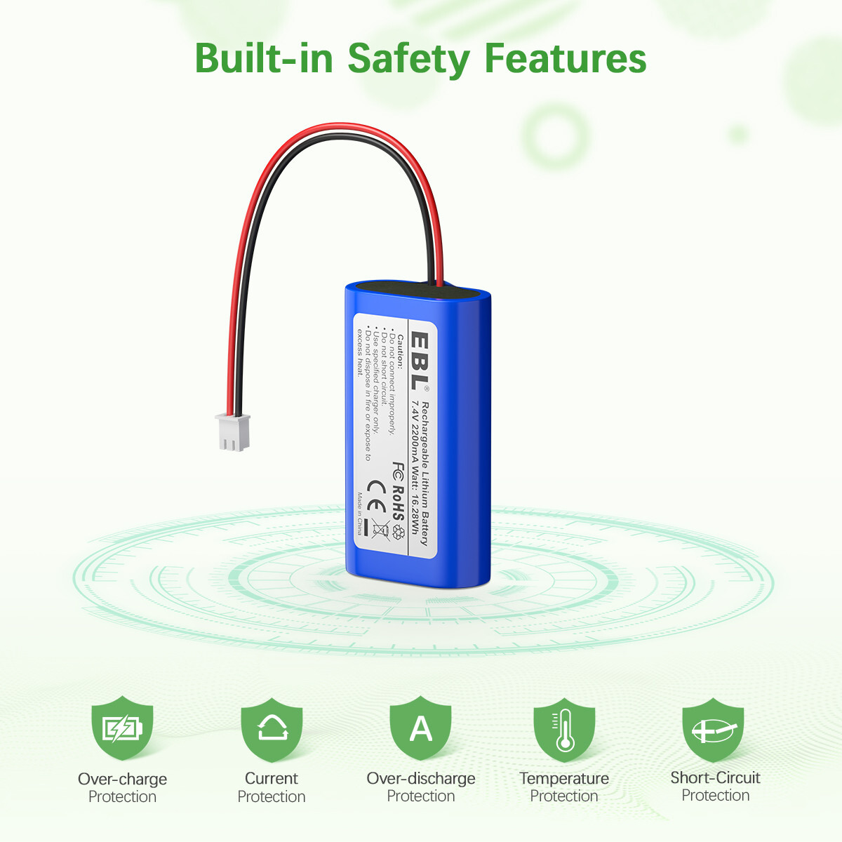 7.4V 2200mAh Li-ion Rechargeable Batteries XH 2.54 2P for Electronics ...
