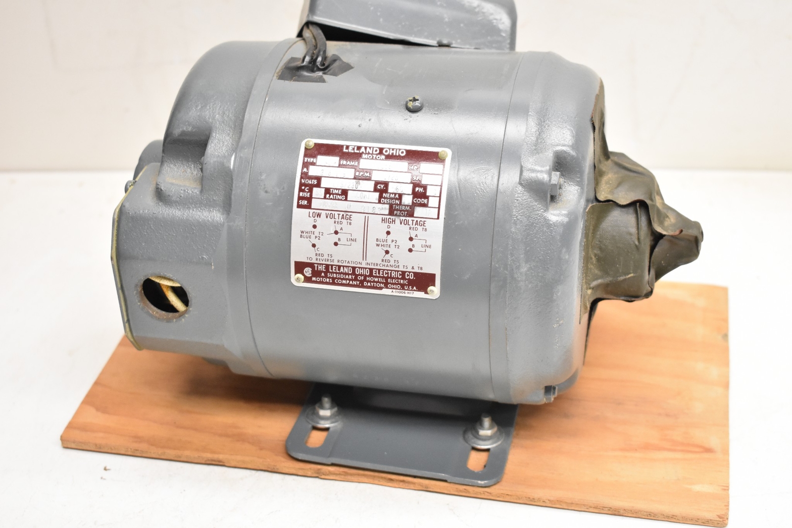 Leland Electric Thermomatic Motor Type KL 2C56 1 Phase 1/4 HP 1725 RPM ...