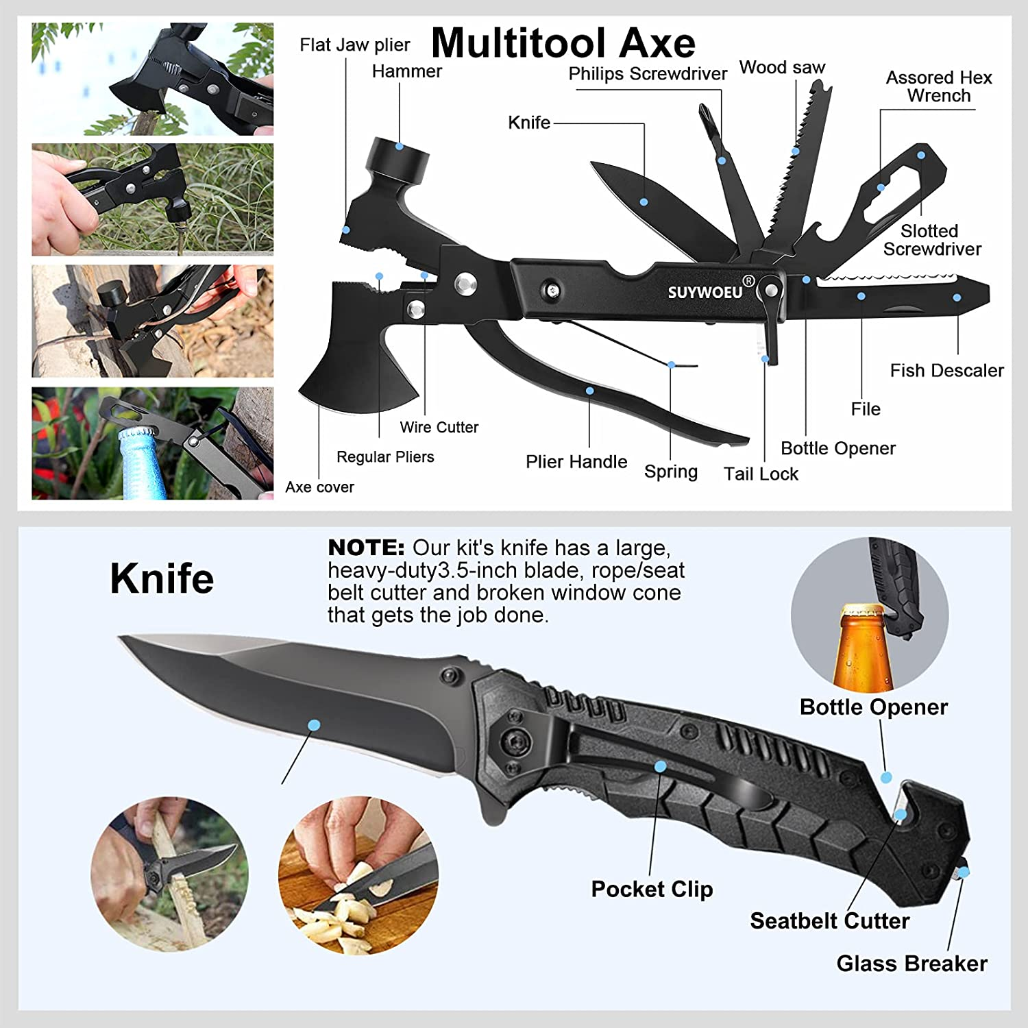 Survival Gear and Equipment Kit 21 in 1, Tactical Tool Hunting Outdoors ...
