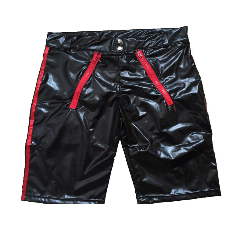 Sexy Gay Men's Fetish Zipper PU Tight Shorts PVC Wetlook Clubwear Boxer ...