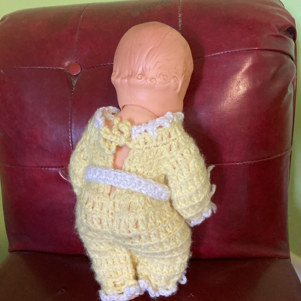 Vintage 10" RUBBER Vinyl Drink Wet & Care Molded Hair Baby Doll Hong ...