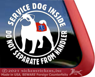 Service Dog Inside | High Performance Vinyl Pug Dog Window Decal | eBay