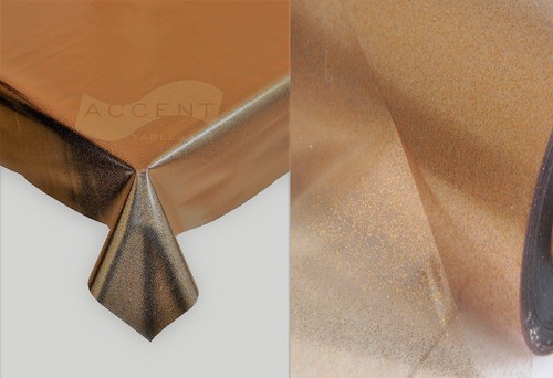 COPPER GOLD GLITTER SPARKLE TRANSPARENT CLEAR PVC VINYL CLOTH TABLE ...
