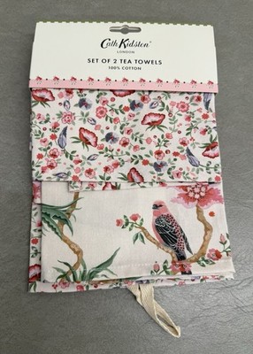 Cath Kidston Kitchen Tea Towels Spring Birds Cottage Flowers 100% ...