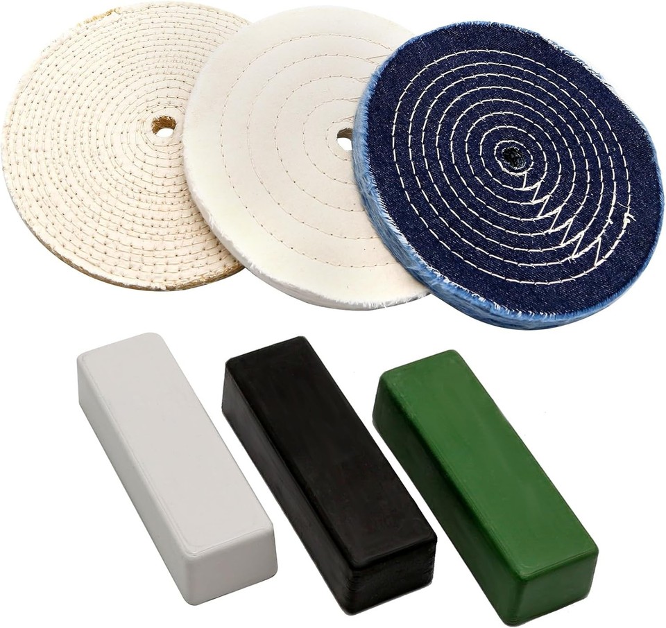 6PC 8" Stainless Steel Polishing Buffing Wheel Kit for Bench Grinder ...