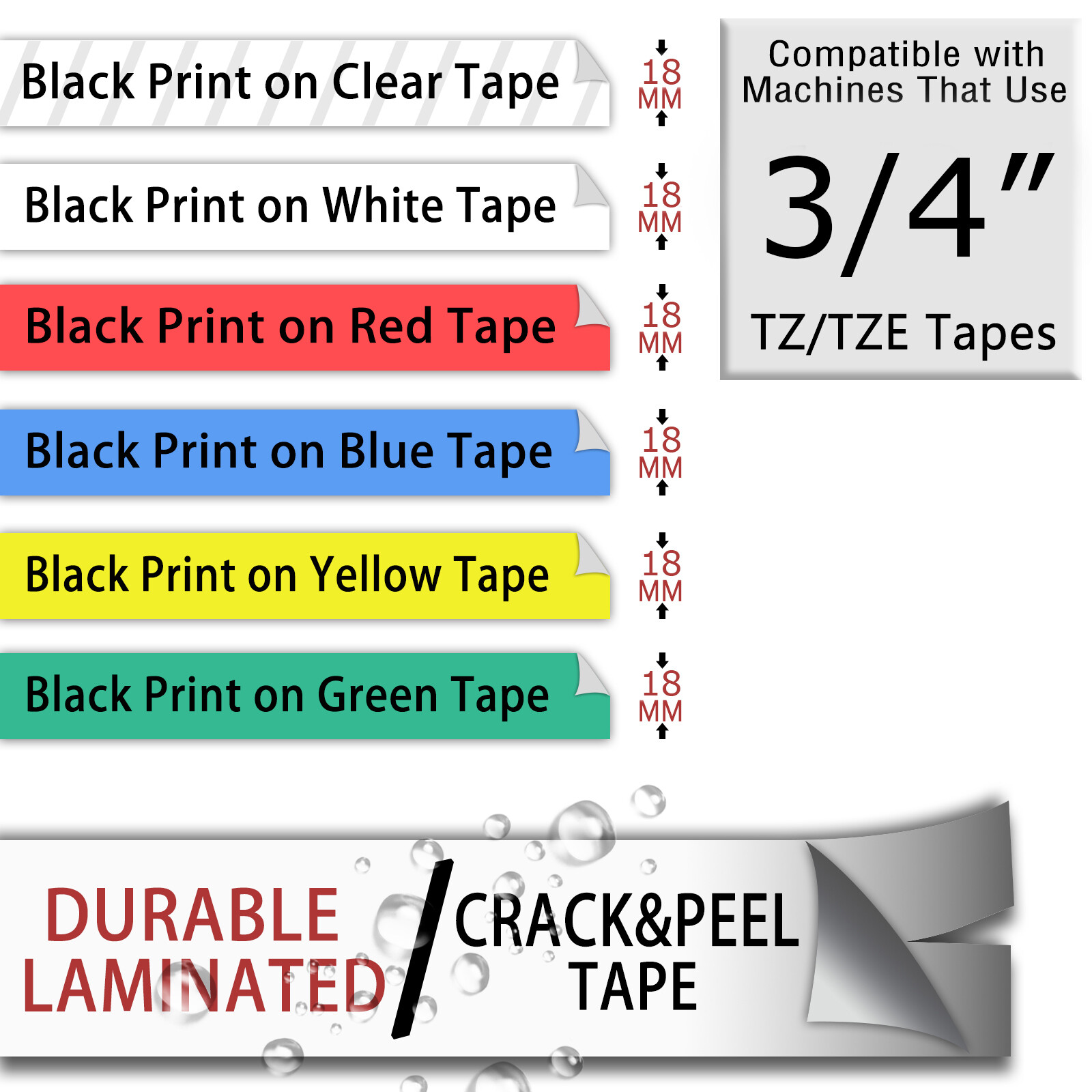 2 Laminated White on Clear Label Tape for Brother P-touch Pt-e550 18mm ...