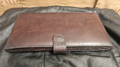 TUMI Brown Leather Checkbook Wallet Travel Passport Card Organizer 9 x ...