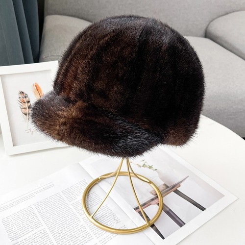 Real Mink Fur Hats For Women Peaked Cap Winter Warm Baseball Cap With ...