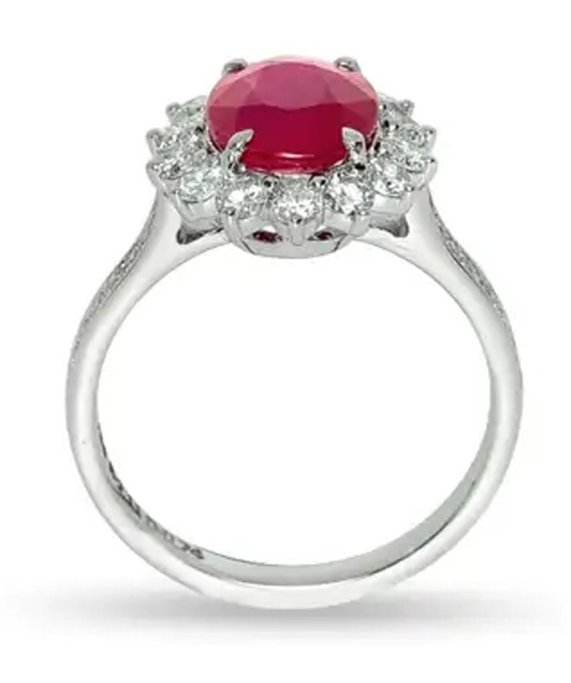 0.70ct Natural round Diamond 14k white gold ruby Anniversary cocktail ...
