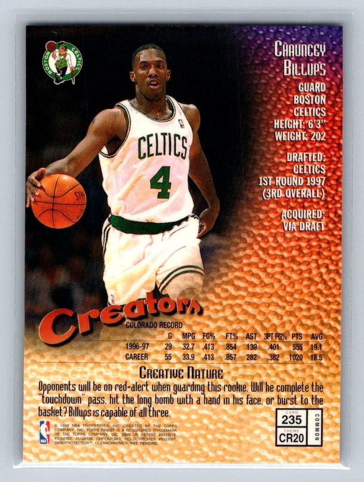 1997 Topps Finest Creators Bronze Chauncey Billups #235 Boston Celtics ...