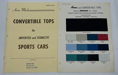 1974 Acme Made Convertible Tops Material Sample Card for Imported ...
