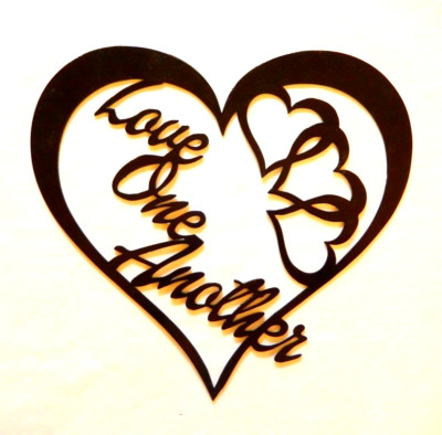 ~NEW~ 14ga. - "LOVE ONE ANOTHER" In Heart - Metal Wall Art - 12" x 12 ...