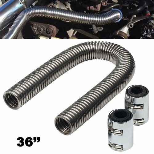 36'' Stainless Steel Radiator Flexible Coolant Water Hose Kit w/Caps ...