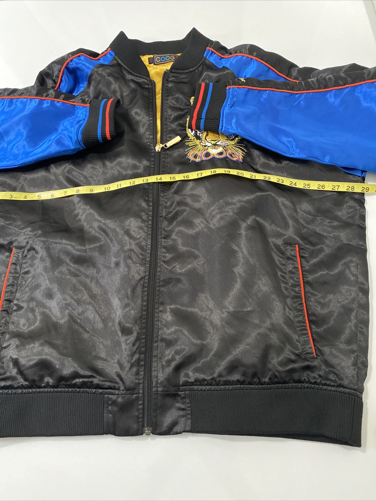 VTG Coogi Men's Tiger Embroidered Black Satin Full Zip Jacket Size 3XL ...