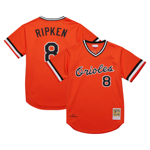 NWT Men #8 Cal Ripken Jr. Orange 2001 Authentic Throwback Jersey ...