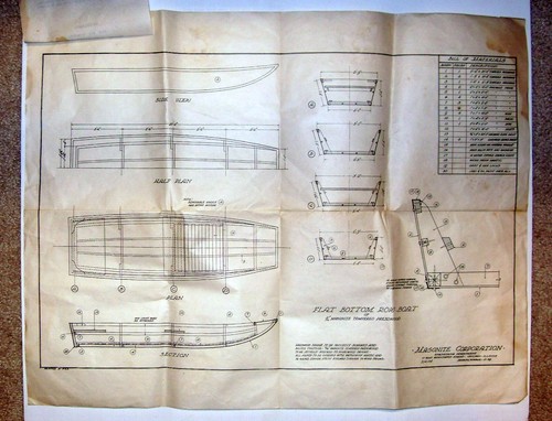 Two 1934 Masonite Corporation Row Boat Blueprint Plans | eBay