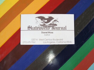 vtg 1970s Skateboard co. business card Skateworld Journal Editor Darrel ...