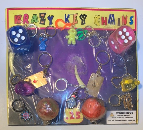 Krazy Key Chains Gumball Vending Machine Display Card Charm Vintage ...