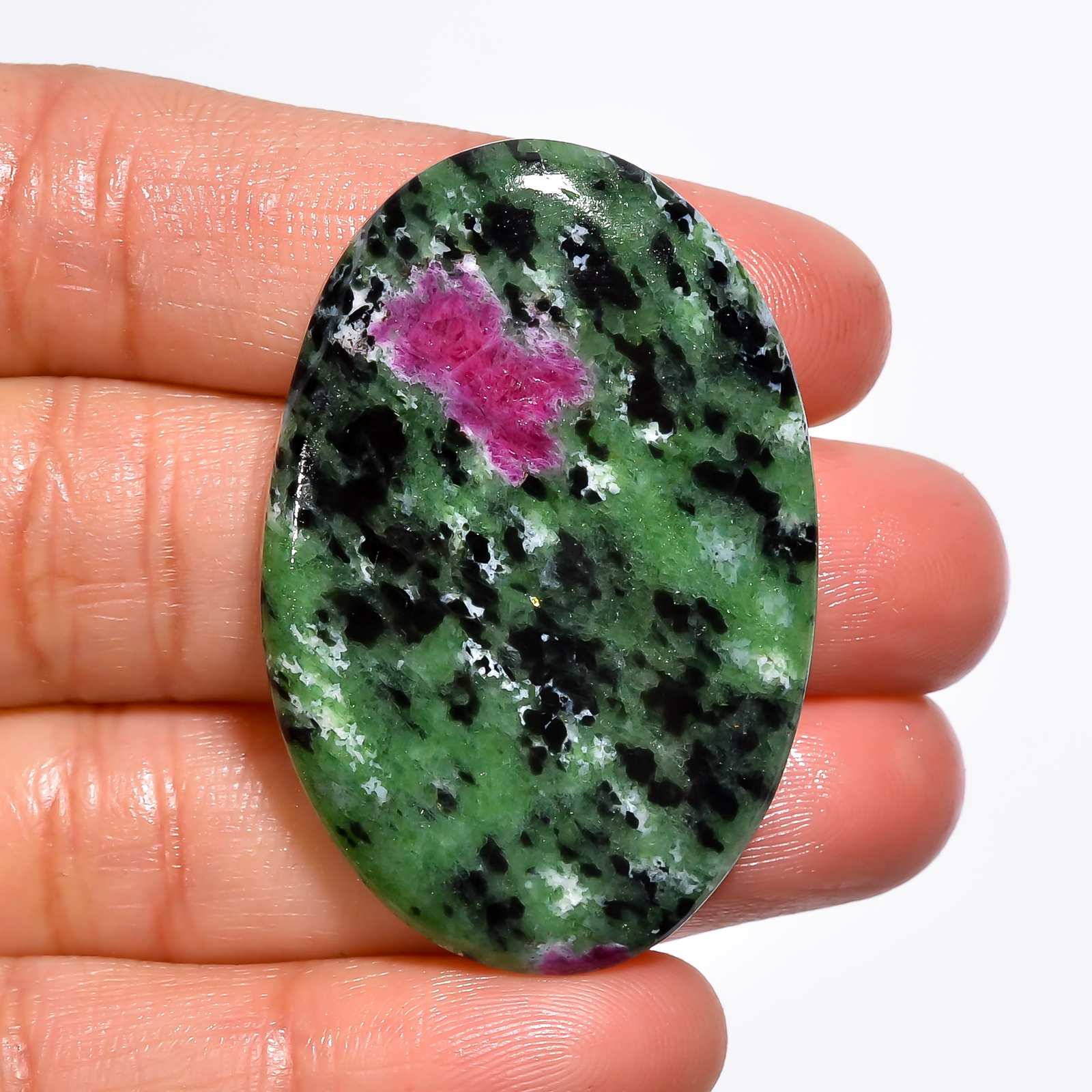 Natural Ruby Zoisite Oval Shape Cabochon Loose Gemstone 70.5 Ct ...