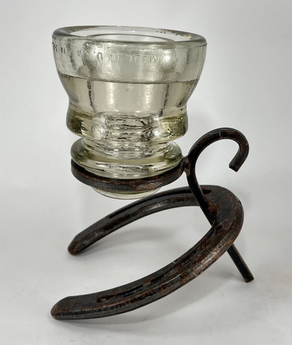St Croix Forge Metal Horseshoe Armstrong Glass Insulator Candle Holder ...