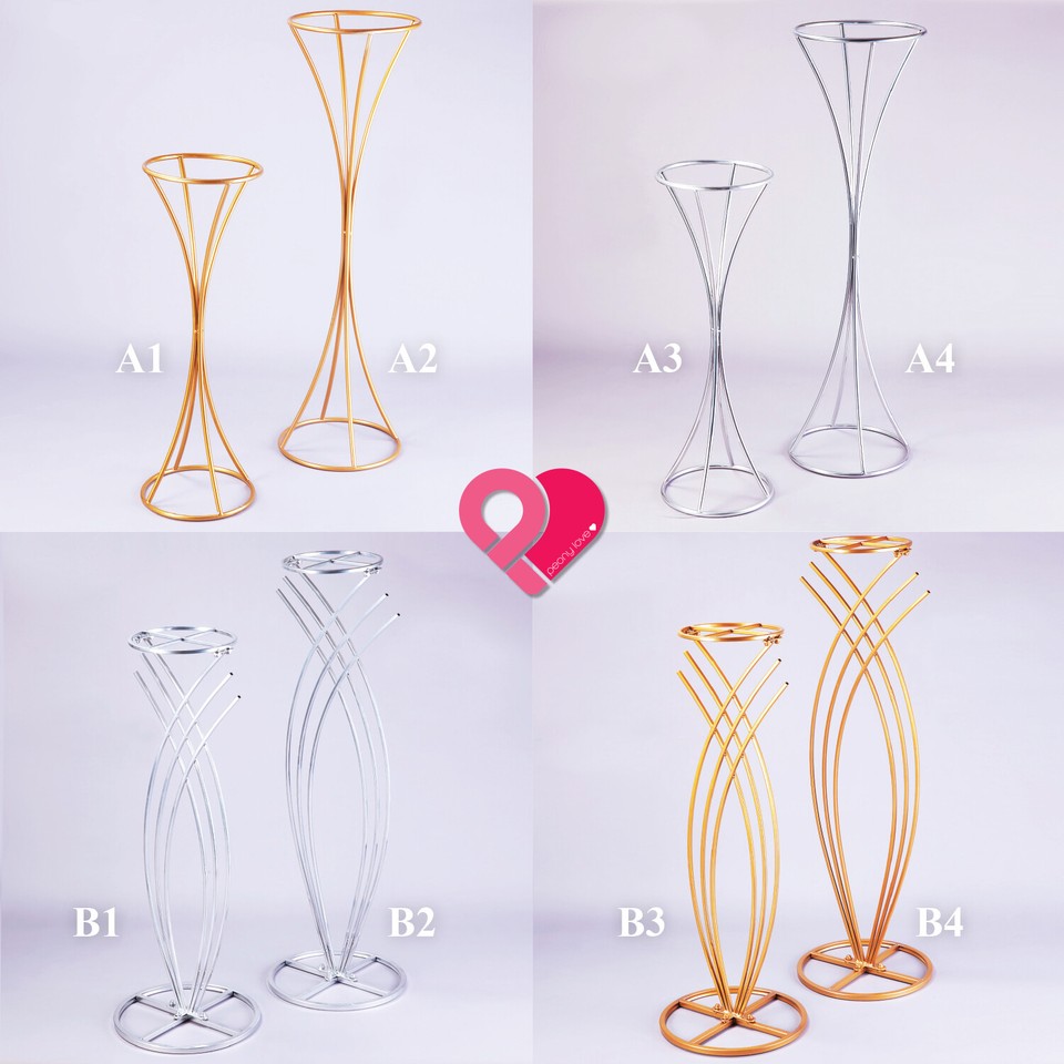 Metal Wire Flower Centerpiece Stand Vase Pillar Wedding Clear PVC ...